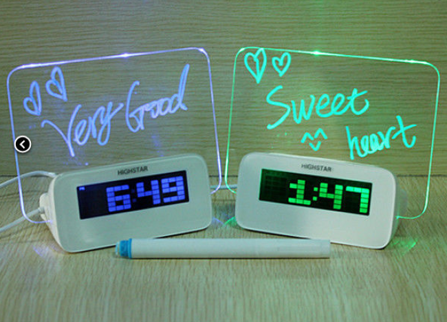 Glowing Magic Message Board LED Digital Alarm Clock Calendar | Toy Game ...